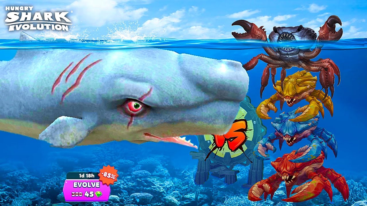 MOBY DICK SHARK (WHALE SHARK) VS ALL GIANT CRAB - BIG SHARK - HUNGRY ...