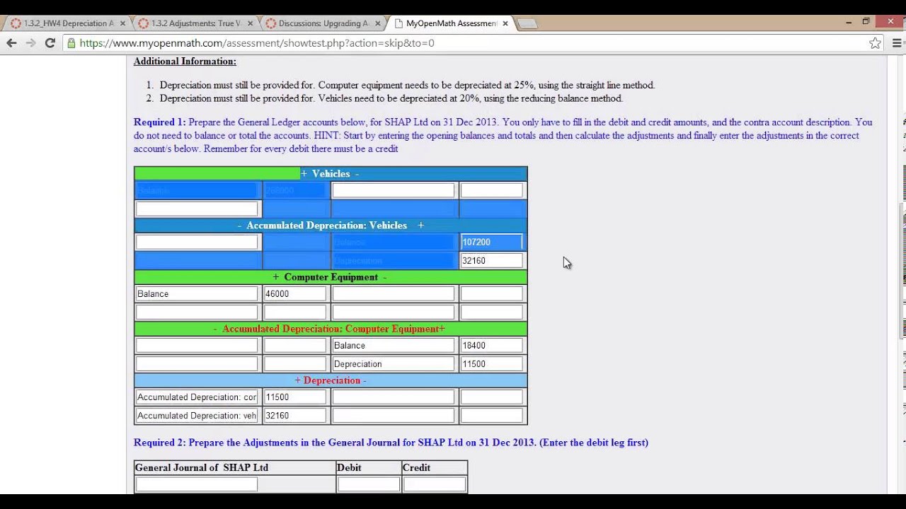 Depreciation (General Ledger; Journal; Trial Balance; Financial ...