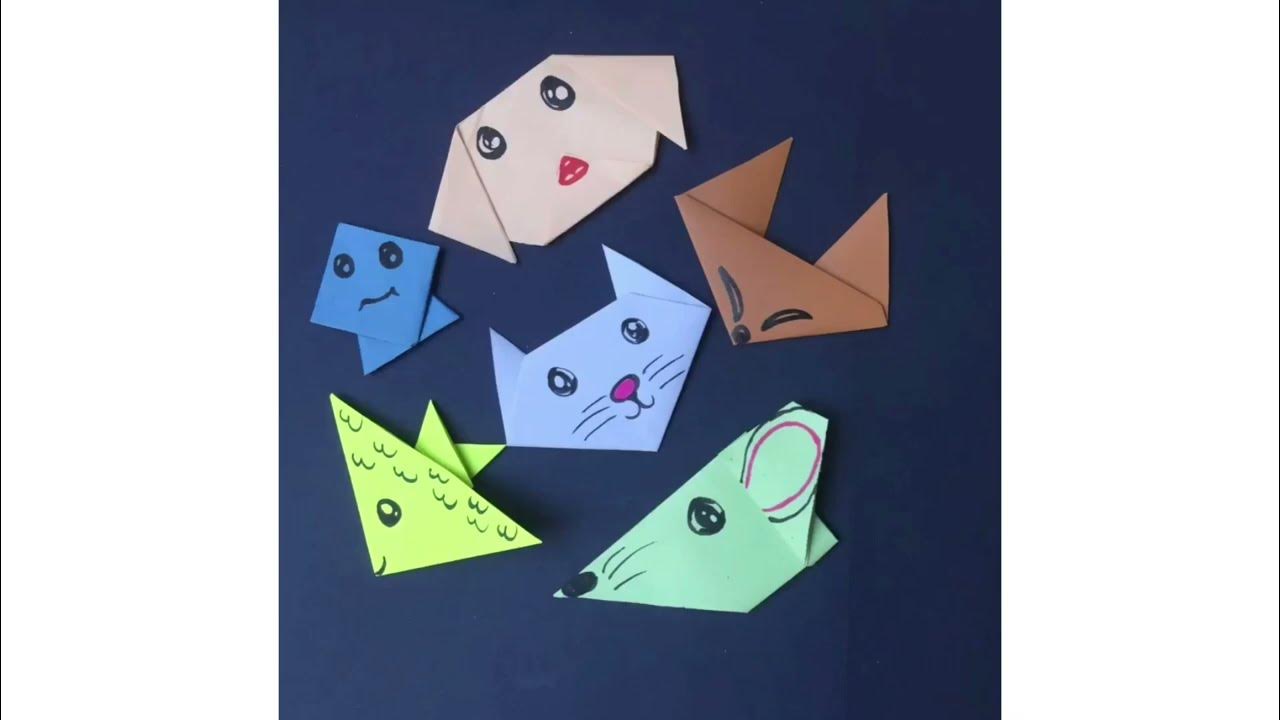 6 DIY easy origami craft for kids: Cat, dog, fox, mouse, fish, kite ...