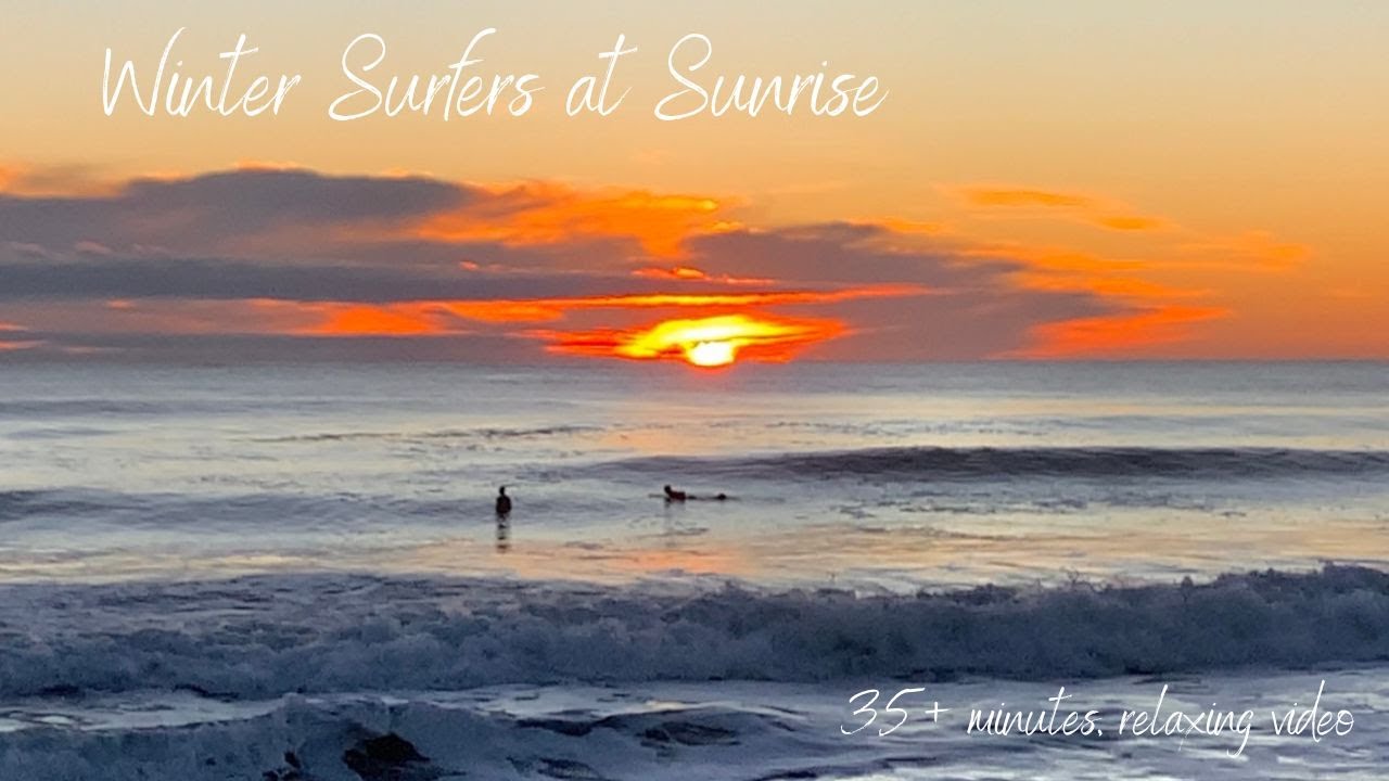 Surfing Sunrise! Beautiful Morning as the Sun Rises, Waves Crash and ...