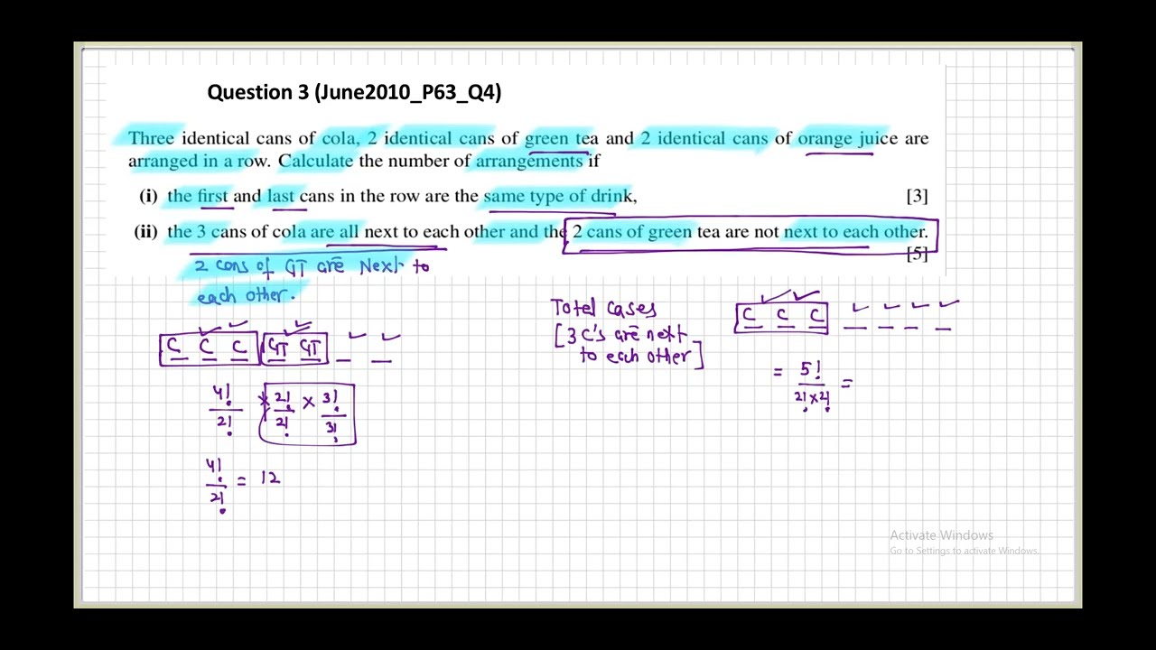 CAIE S1 Permutations | M/J 2010 P63 Q4 | A level Maths 9709 | Hamza Noor - YouTube