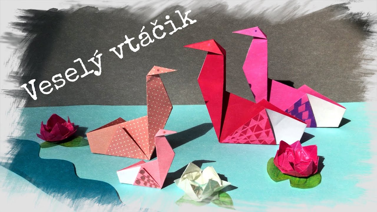 Origami - 5. Veselý vtáčik/Funny bird 🟪👉🦩 Ako poskladať origami 😃👍 🎬 ...
