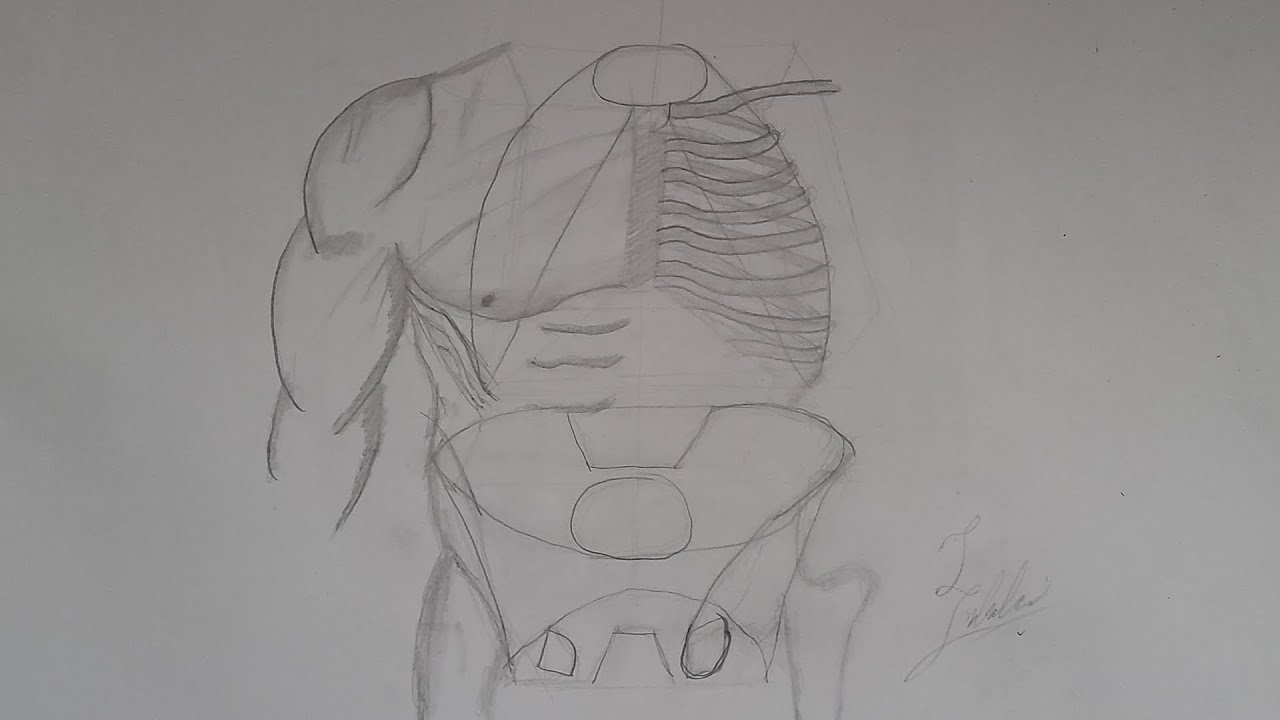 Half skeleton half body design - YouTube