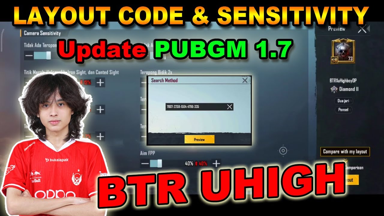 (NEW) BTR UHIGH Layout & Sensitivity Terbaru PMGC 2021 | PUBG MOBILE 1. ...