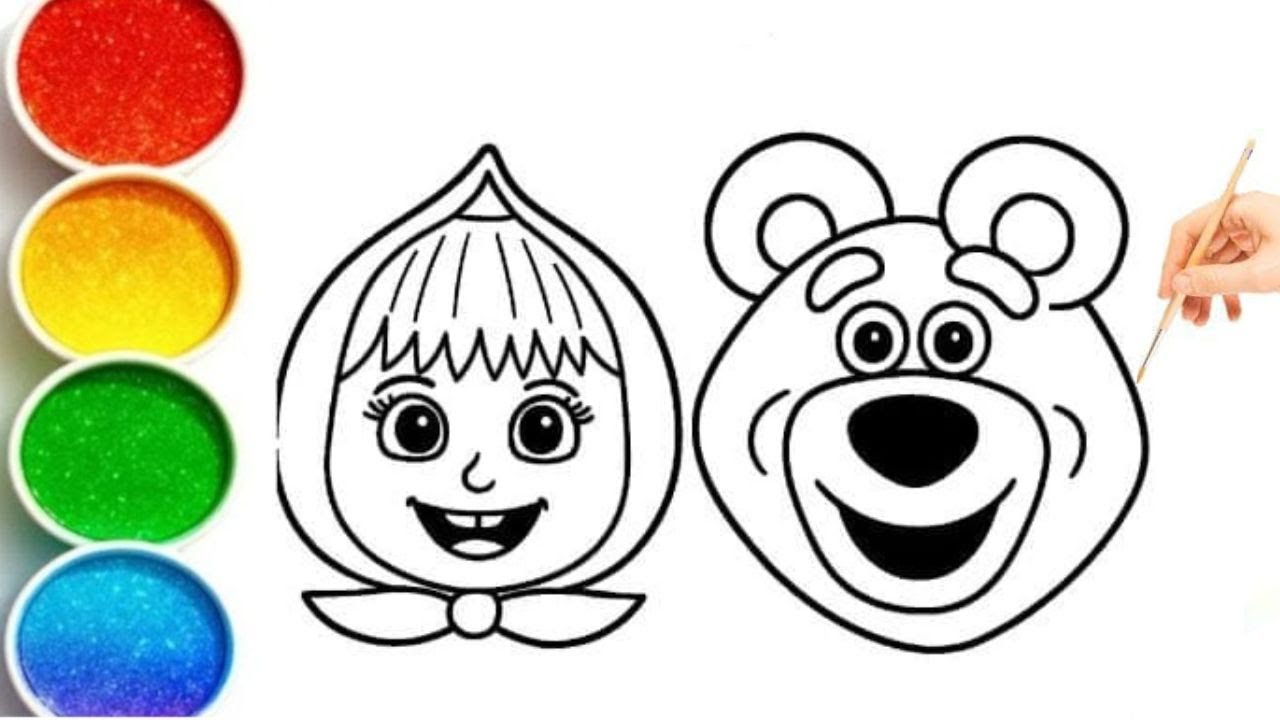 How to draw cute Masha and a Bear 🐻MASHA and Bear Drawing & Coloring ...