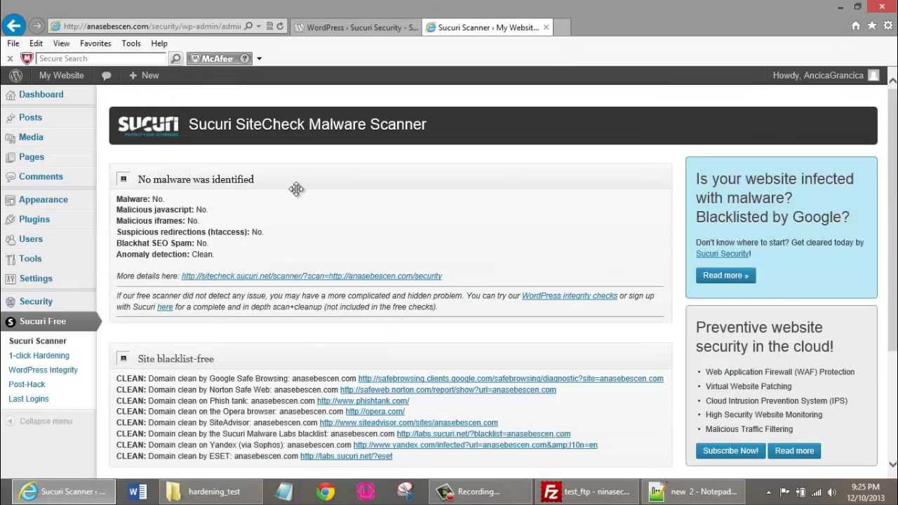 WordPress Security Series - Sucuri Security SiteCheck Malware Scanner ...
