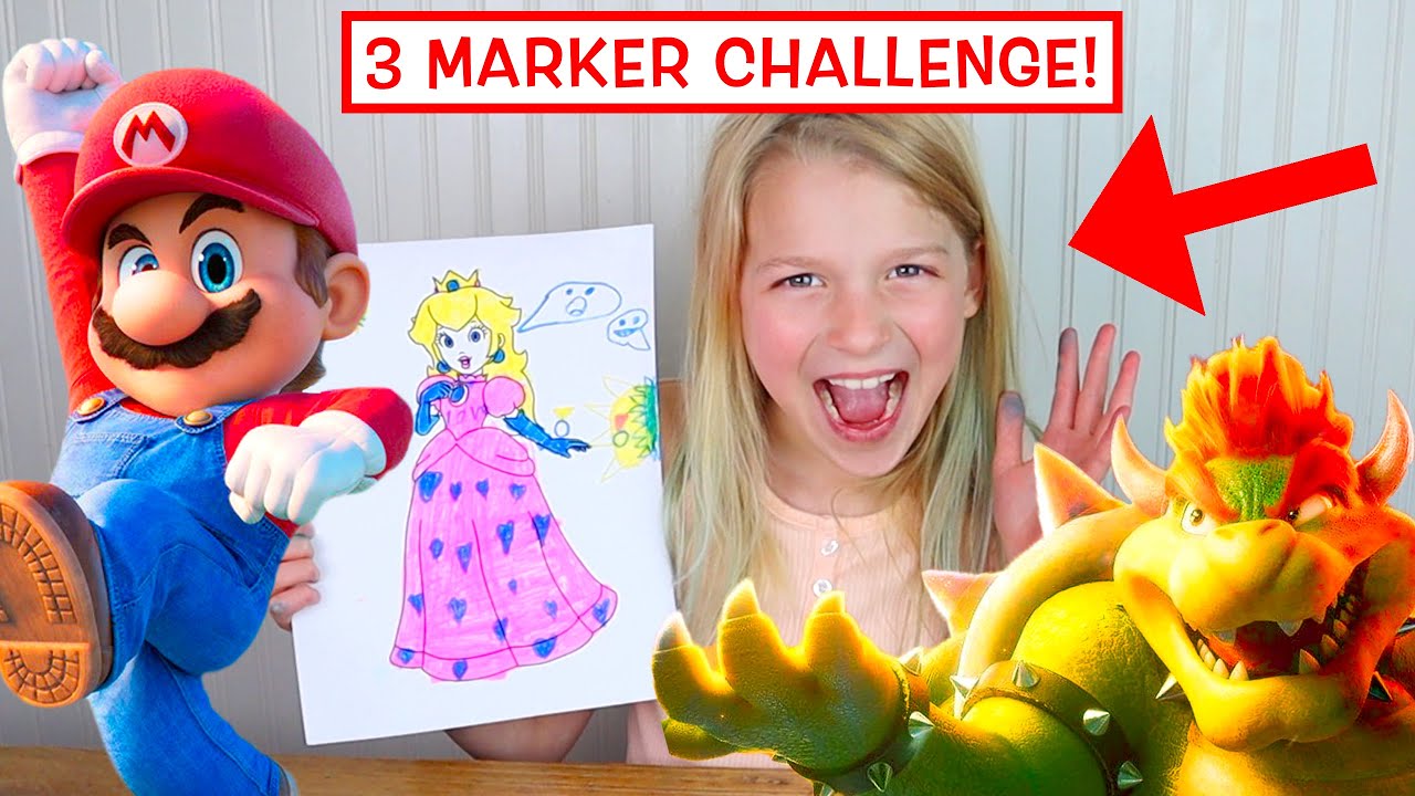 3 Marker Challenge with Super Mario Bros In Real Life at My PB and J House! - YouTube