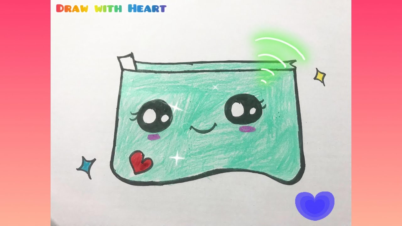 How to draw a cute pencil case step by step for kids || Simple and easy ...