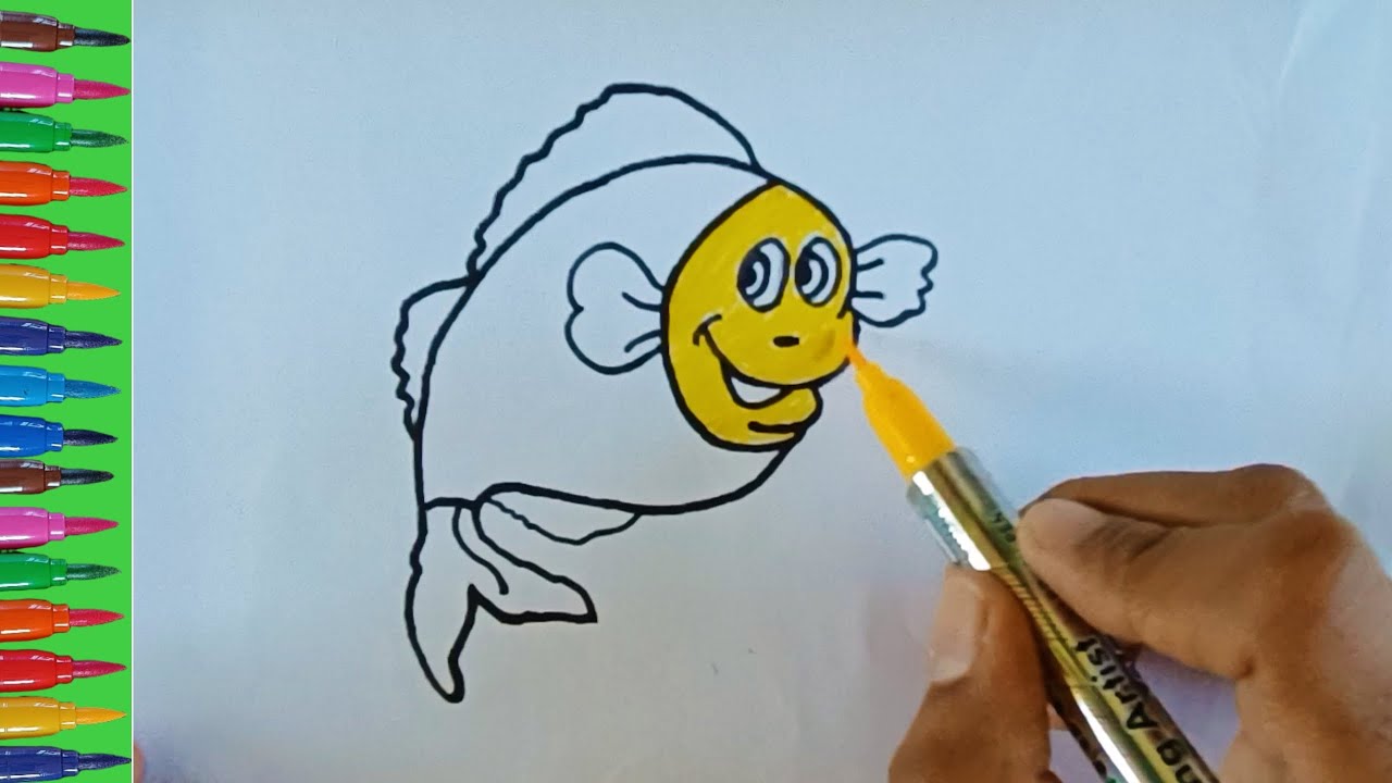 Caroon Fish Drawing for kids | Easy Fish Drawing | How to draw fish ...