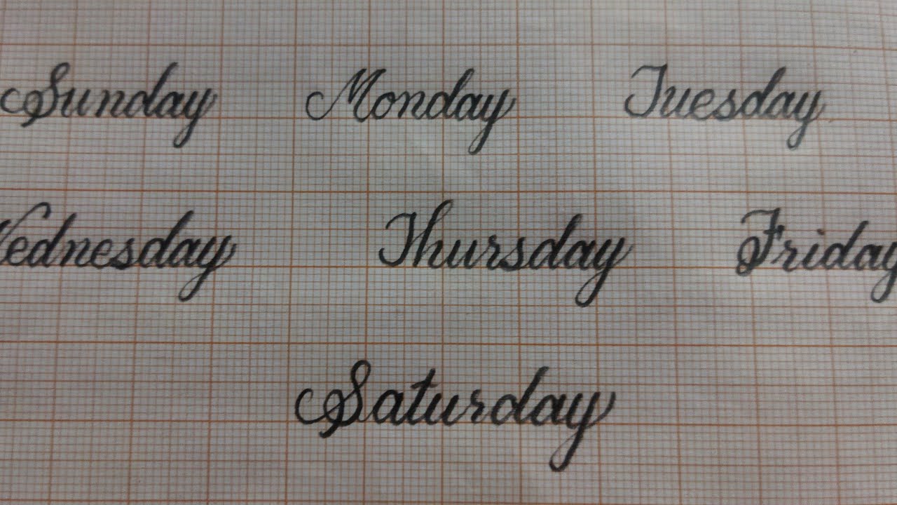 Days in a week / cursive writing / fine art tutorial - YouTube
