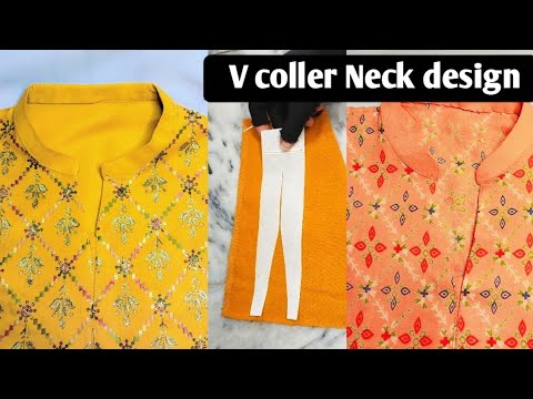 V coller Neck design || chinese V shape Neck design || overlap v Neck ...