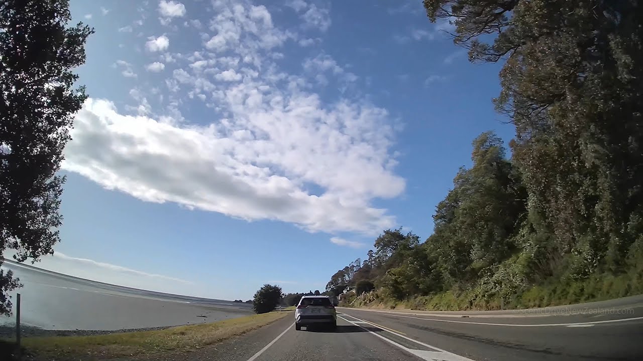 Driving from Nelson City to Pelorus Bridge in the Nelson Region of New ...