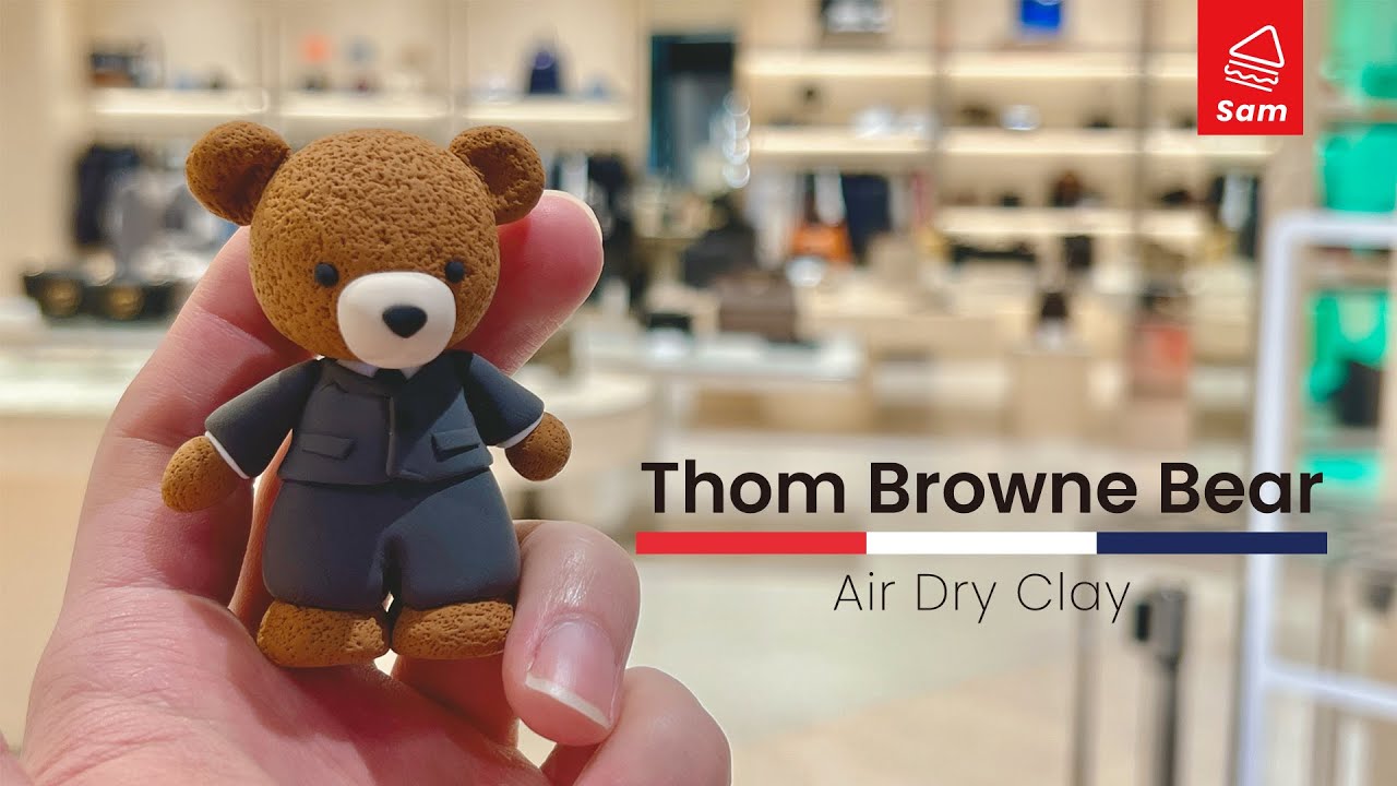 Thom Browne Style Teddy Bear, soft polymer clay tutorial - YouTube