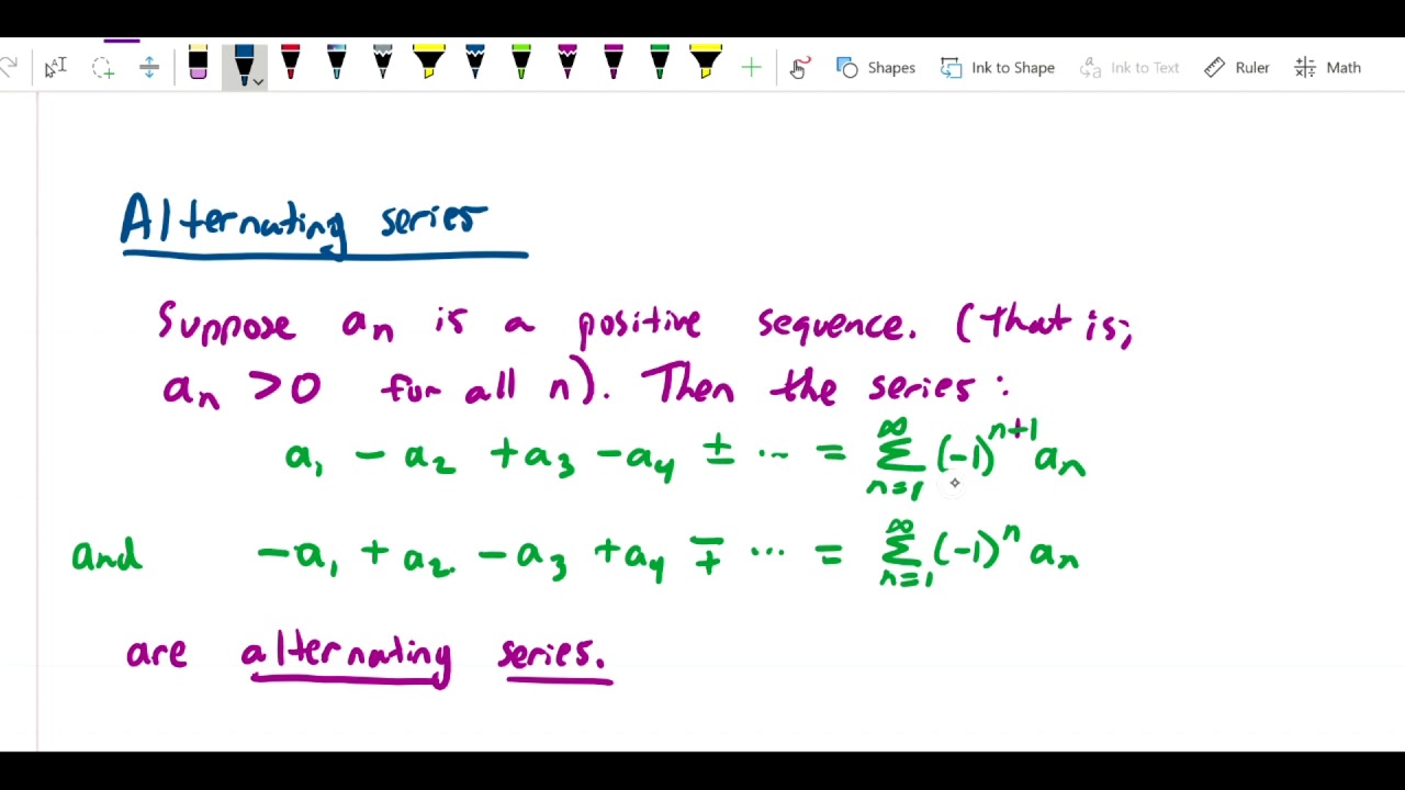 Conditional Convergence and Alternating Series Definitions of cond ...