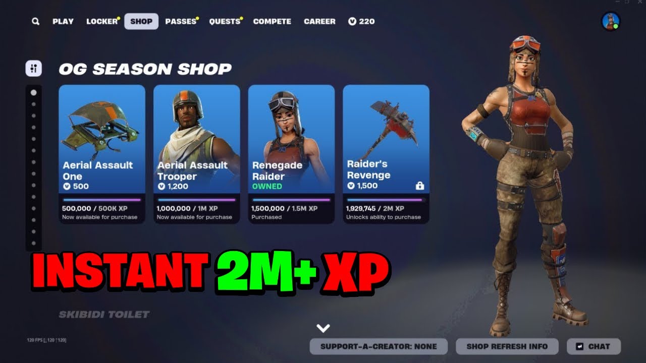 EASY XP for RENEGADE RAIDER! Fortnite XP Map to LEVEL UP FAST in OG ...