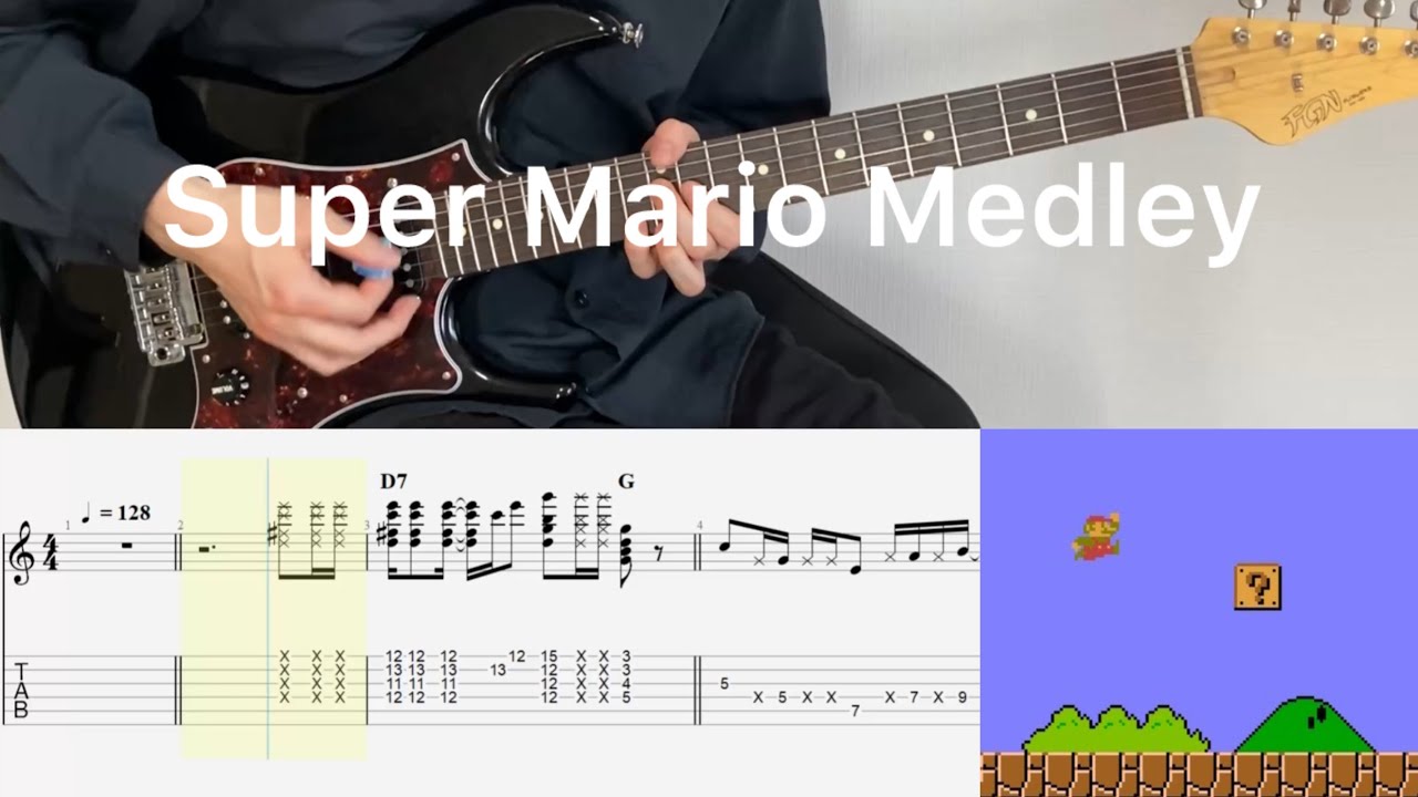 Super Mario Medley (guitar cover with tabs & chords) - YouTube