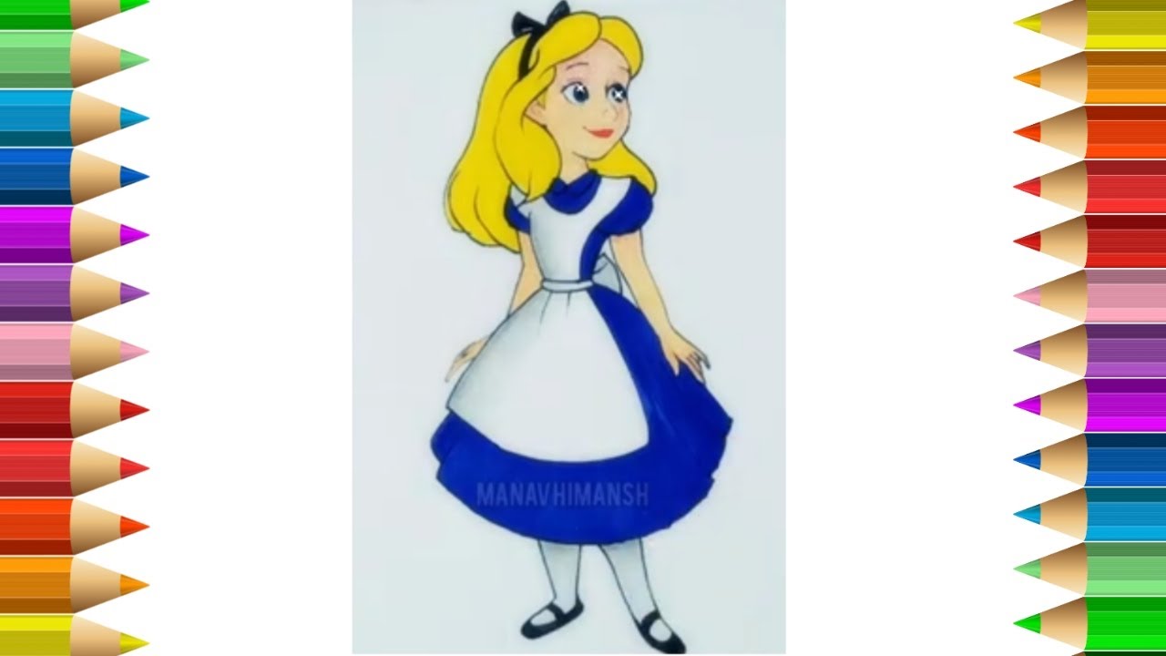 Alice Drawing | How to draw Alice | Disney Priness | Drawingtutorial ...
