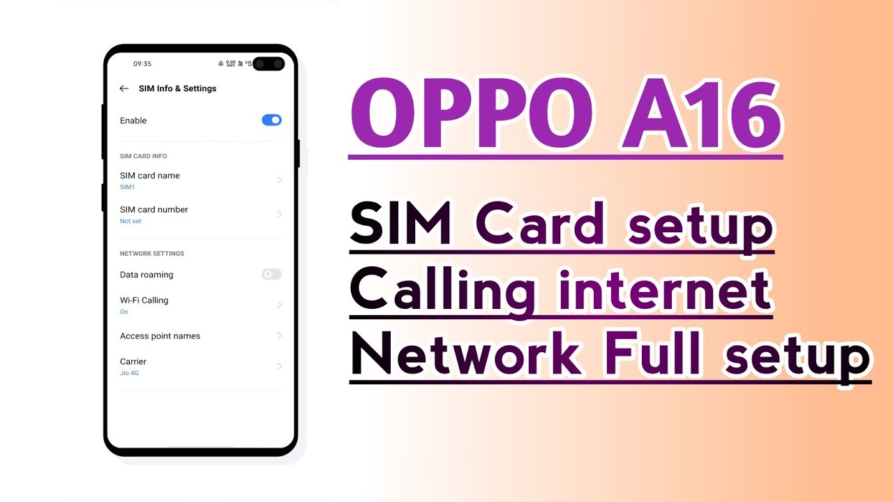 OPPO A16 SIM Card setup Calling internet network Full setup - YouTube