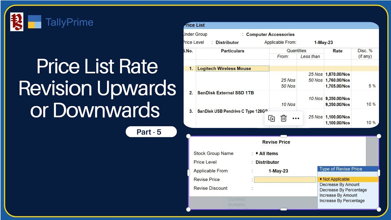How to Revise Rates for Existing Price List in TallyPrime - YouTube