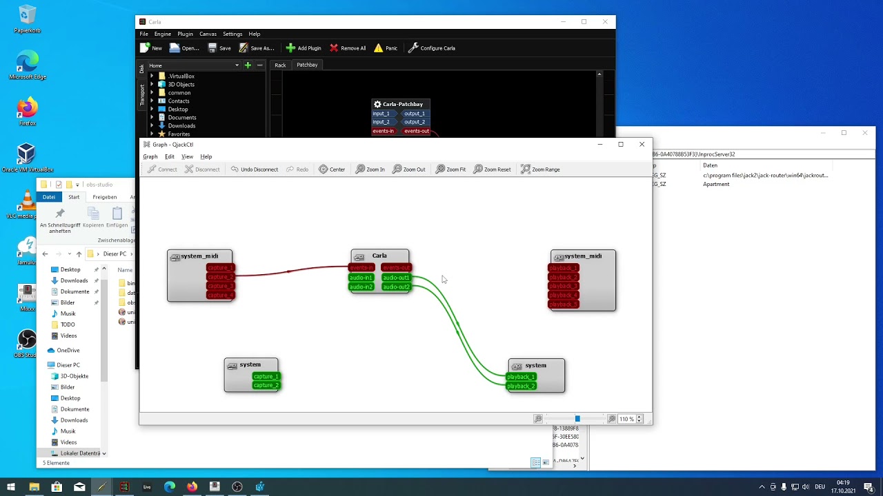 Jack Audio, jackd asio carla surge-vst (regsvr32 jackrouter.dll ...