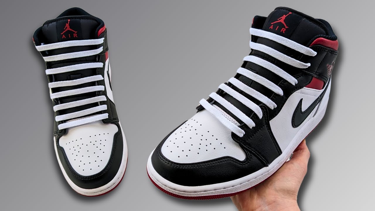 HOW TO BAR LACE NIKE AIR JORDAN 1 MIDS | Jordan 1 Lacing Style - YouTube