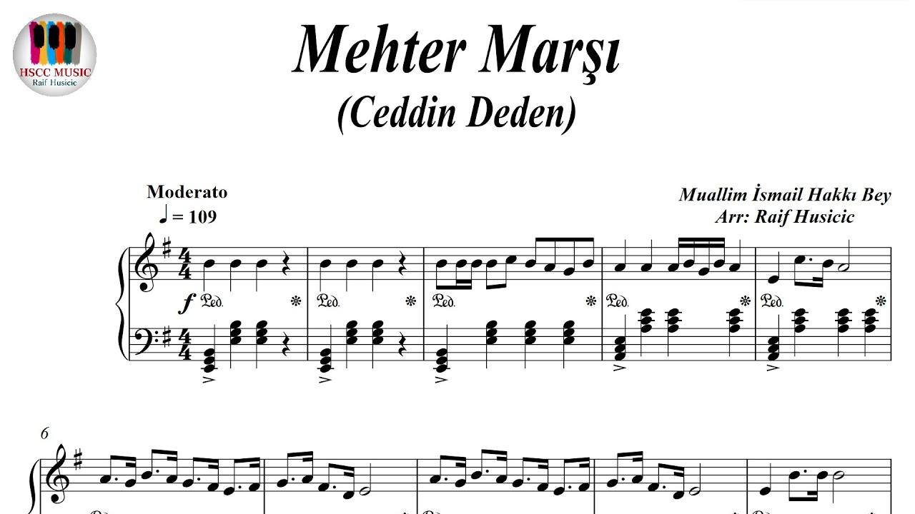 Mehter Marşı - Ceddin Deden, Piyano notaları, piyano eğitim, piyano dersi - YouTube