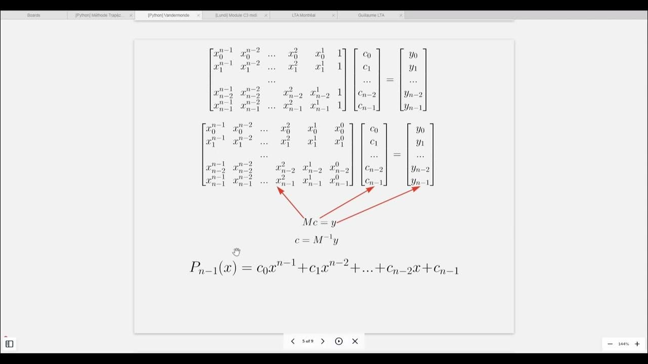 [MEC1315] Polynome d'interpolation avec Vandermonde avec Python - YouTube