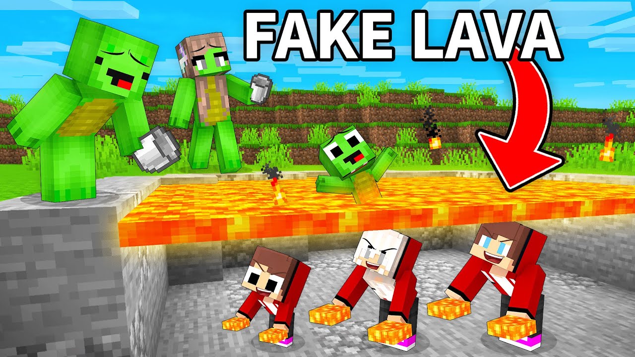 JJ Family Use FAKE LAVA To Prank Mikey Family in Minecraft (Maizen) - YouTube