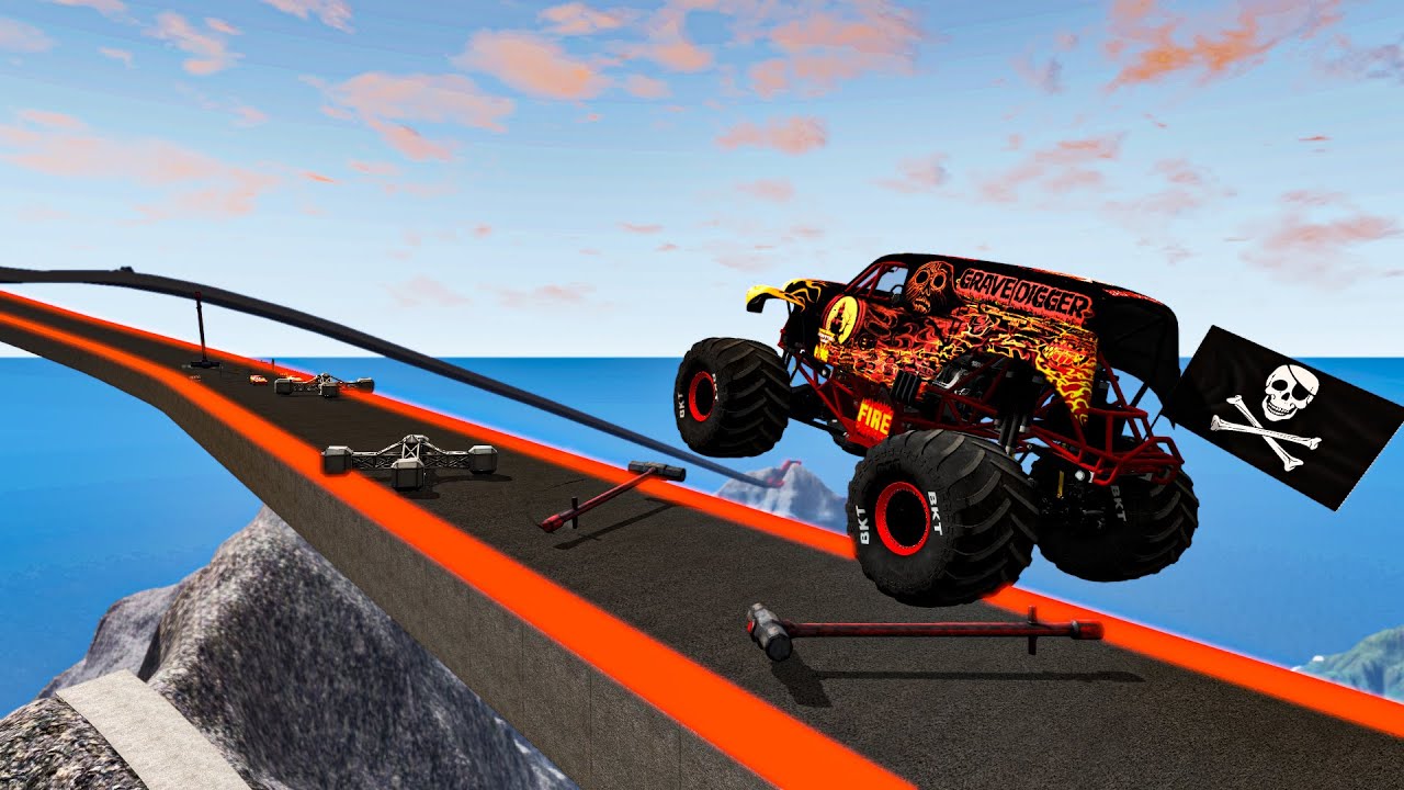 🔴 BIGFOOT Monster Trucks Sky Jumps and Crashes #3 – BeamNG Drive ...