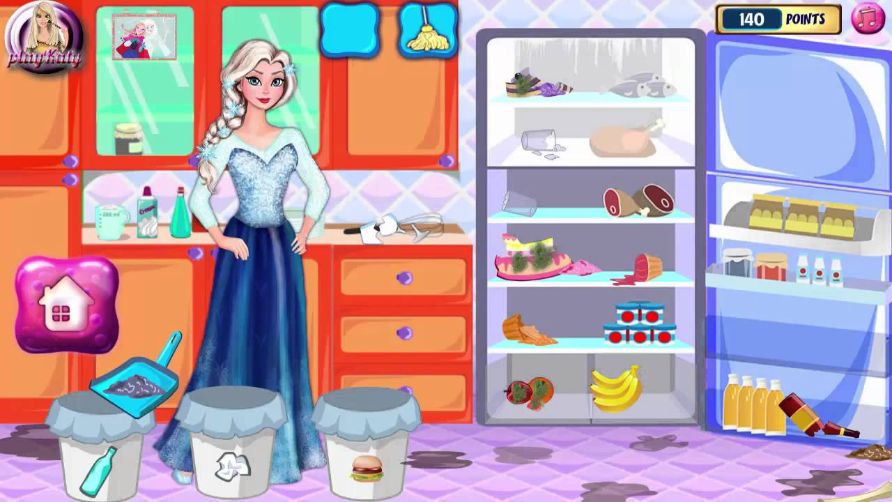 Elsa Fridge Cleaning ♥ Frozen Princess Elsa Cleaning Fridge ♥ Elsa ...