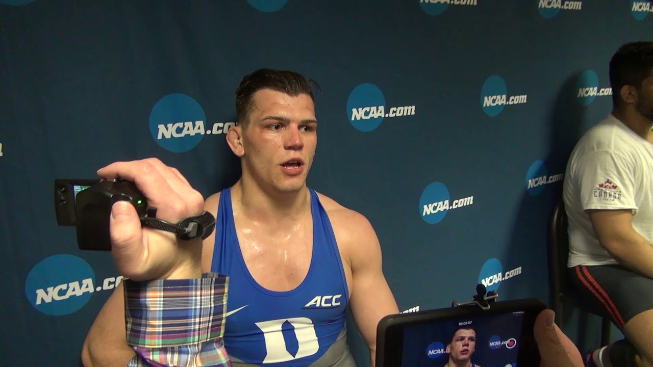 Jacob Kasper (Duke) after 285 lbs. quarterfinal win at 2018 NCAAs - YouTube