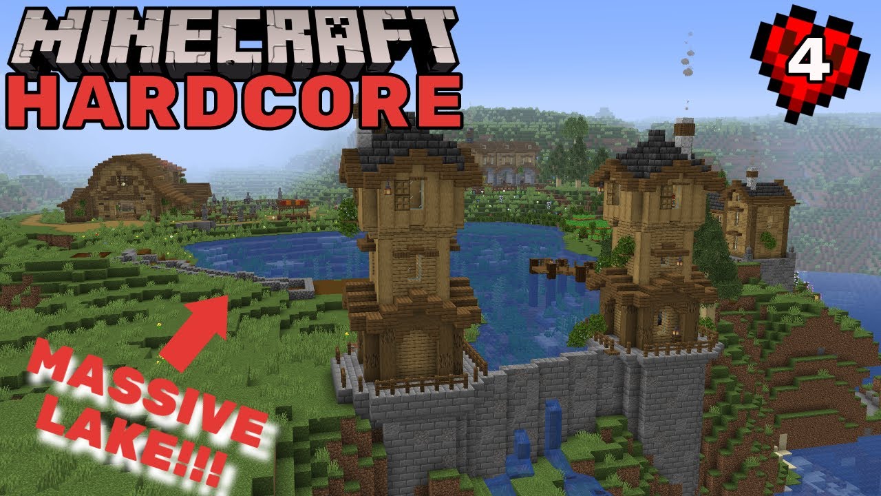 I BUILT A MASSIVE LAKE VILLAGE IN HARDCORE MINECRAFT!! - LET'S PLAY ...