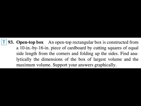 93. Open-top box An open-top rectangular box is constructed from a 10 ...