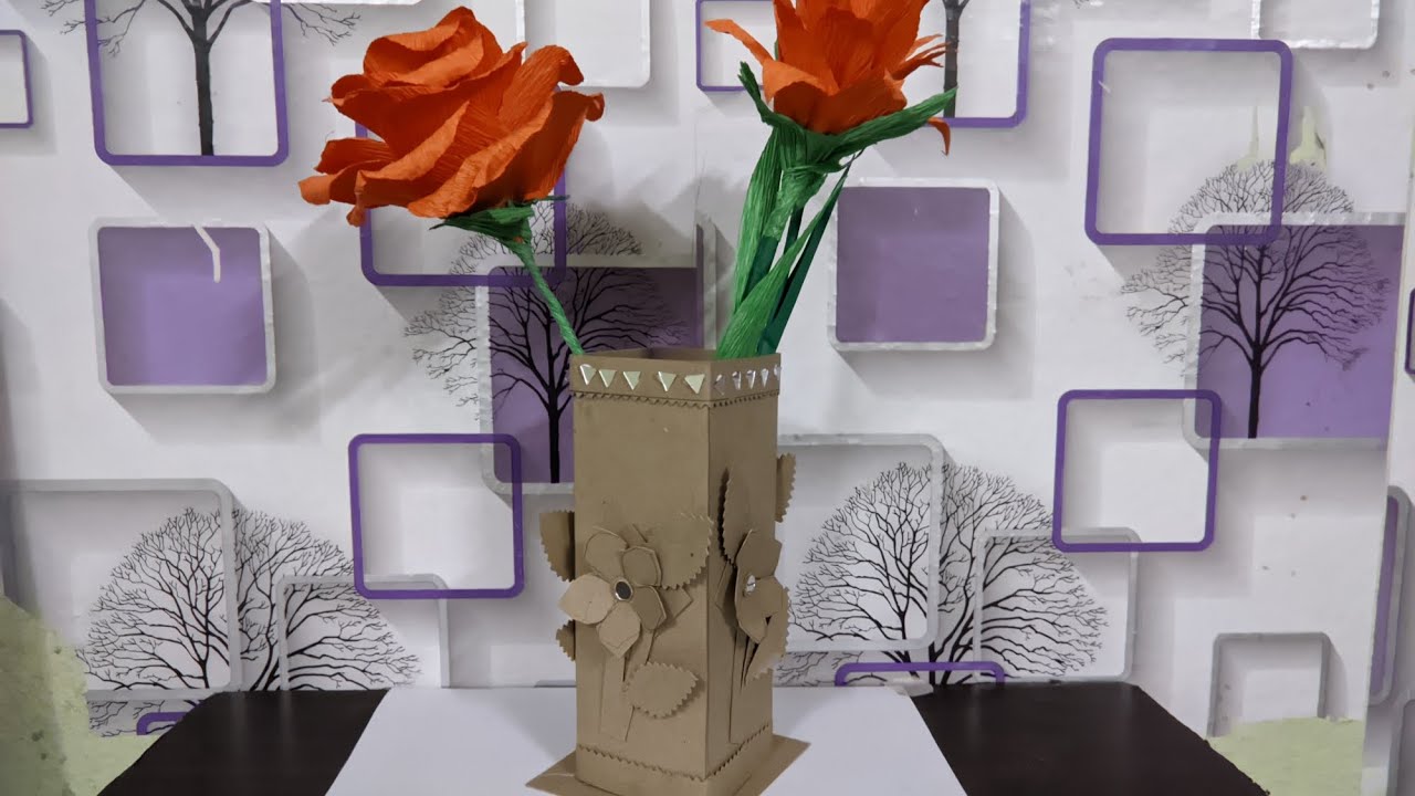 #how to make cardboard flower pot for beginners. - YouTube