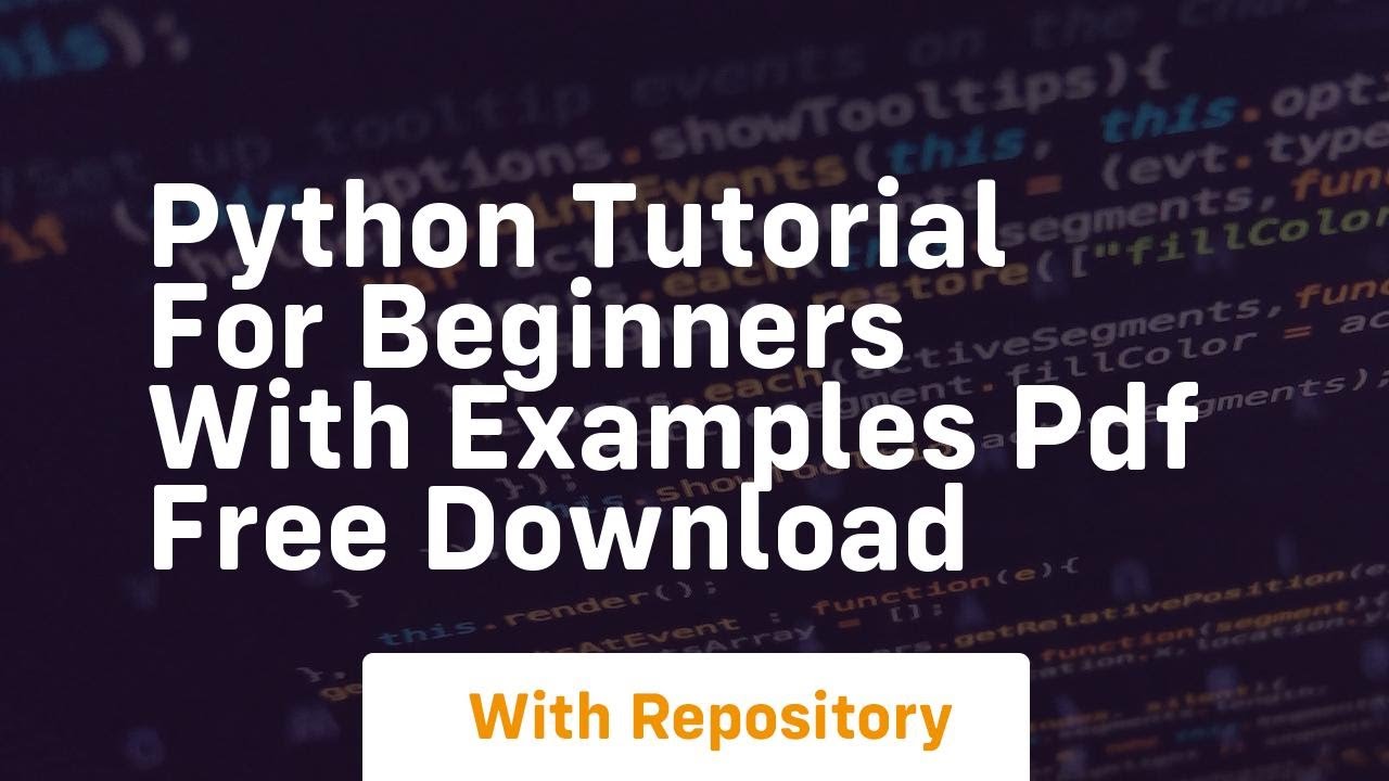 python tutorial for beginners with examples pdf free download - YouTube