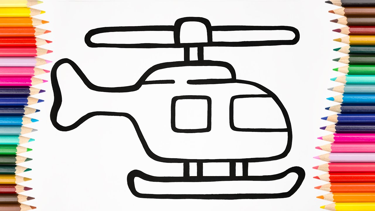 How to Draw and Color a Helicopter for Kids and Toddlers - YouTube