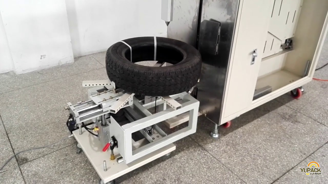 Automatic strapping machine for tyre and cable - YouTube