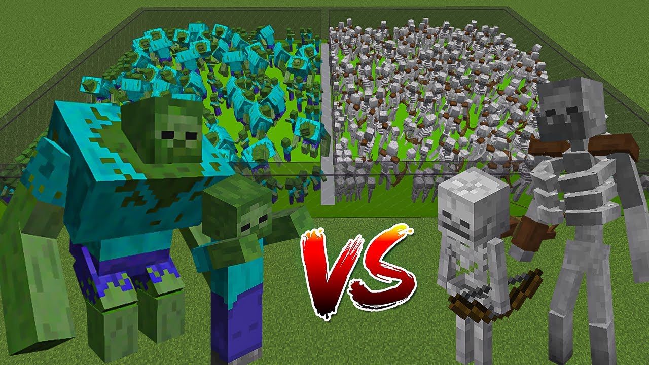 1000 ZOMBIE VS 1000 SKELETON | Battle Minecraft - YouTube
