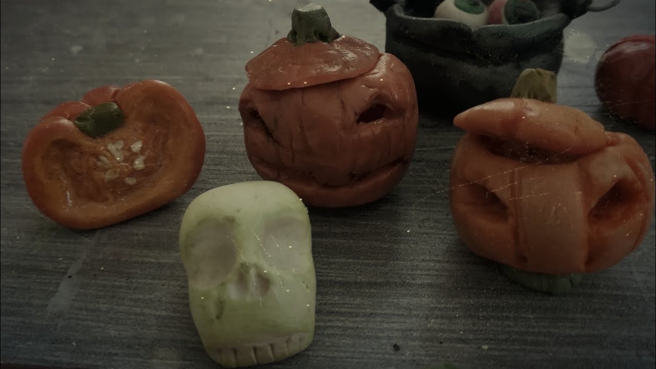 Halloween pumpkins fimo tutorial - YouTube