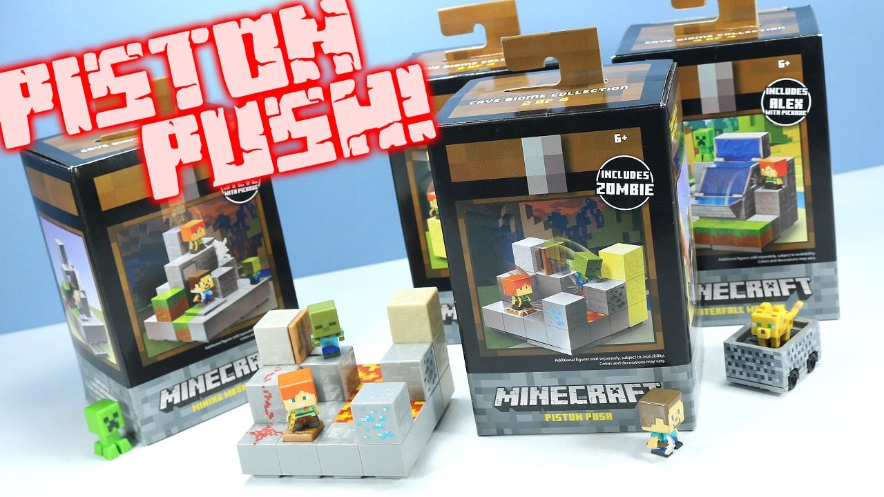 Minecraft Mini-Figures Cave Biome Collection Piston Push 2 of 4 - YouTube