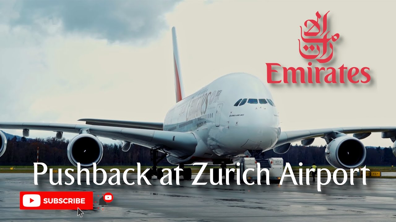 Emirates A380 | Pushback and Take-Off | Zurich Airport - YouTube