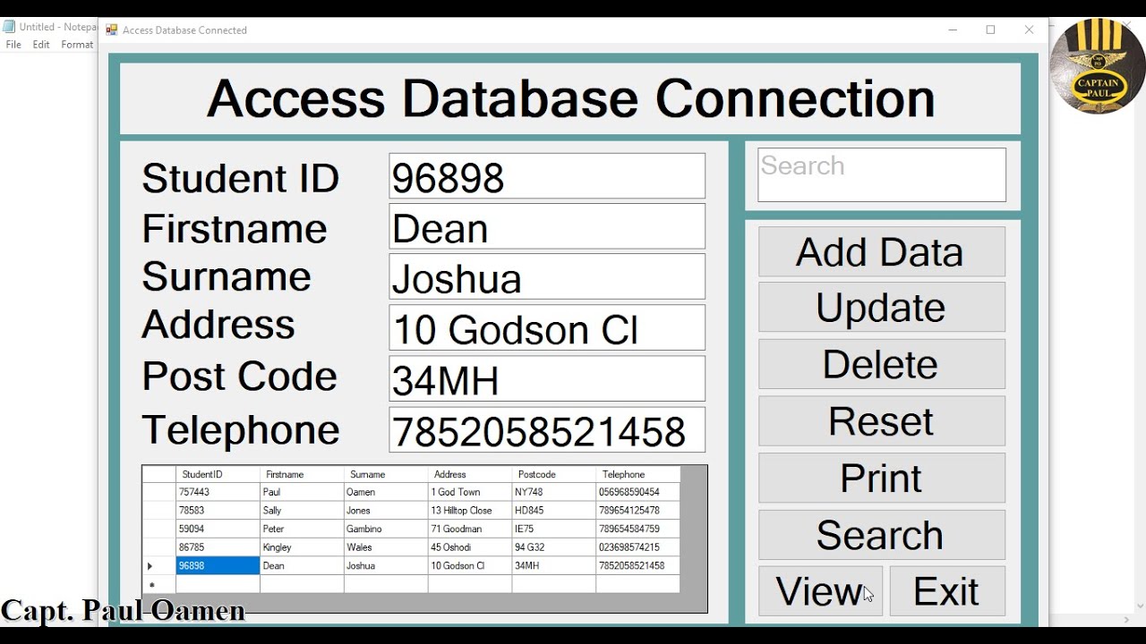 Overview of a C# MS Access Database Connection with Save, Update, Print ...