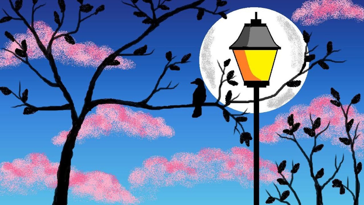 How to draw moonlight drawing in ms paint || moonlight drawing ...