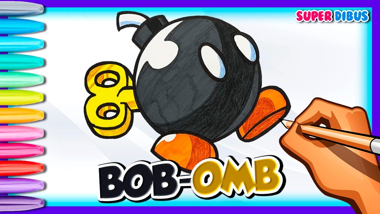 COMO DIBUJAR A BOB-OMB (BOMBA) DE SUPER MARIO BROS. - YouTube