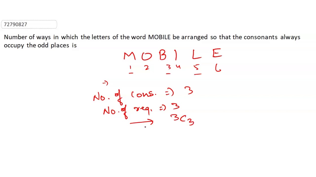Number of ways in which the letters of the word MOBILE be arranged so ...