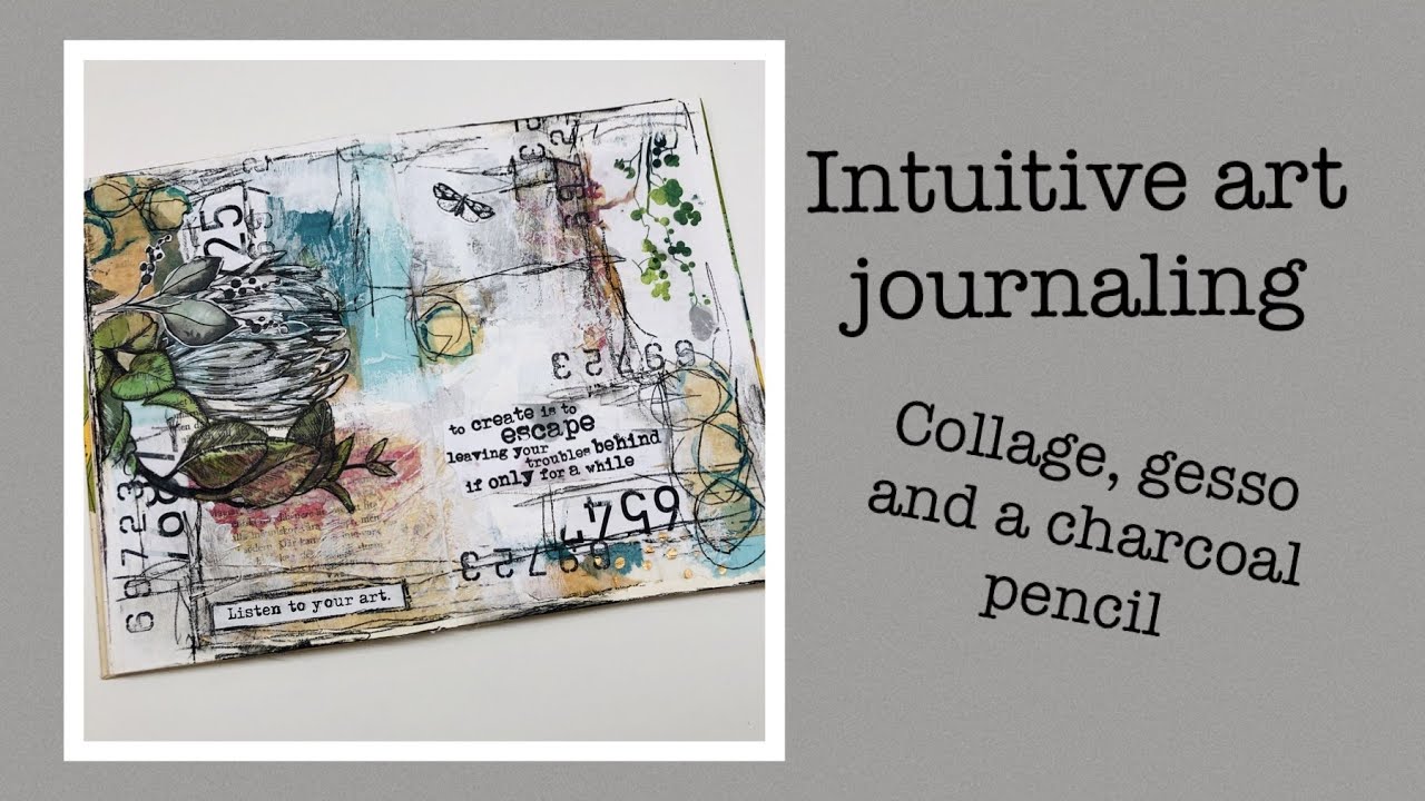 Intuitive art journaling - process video - YouTube