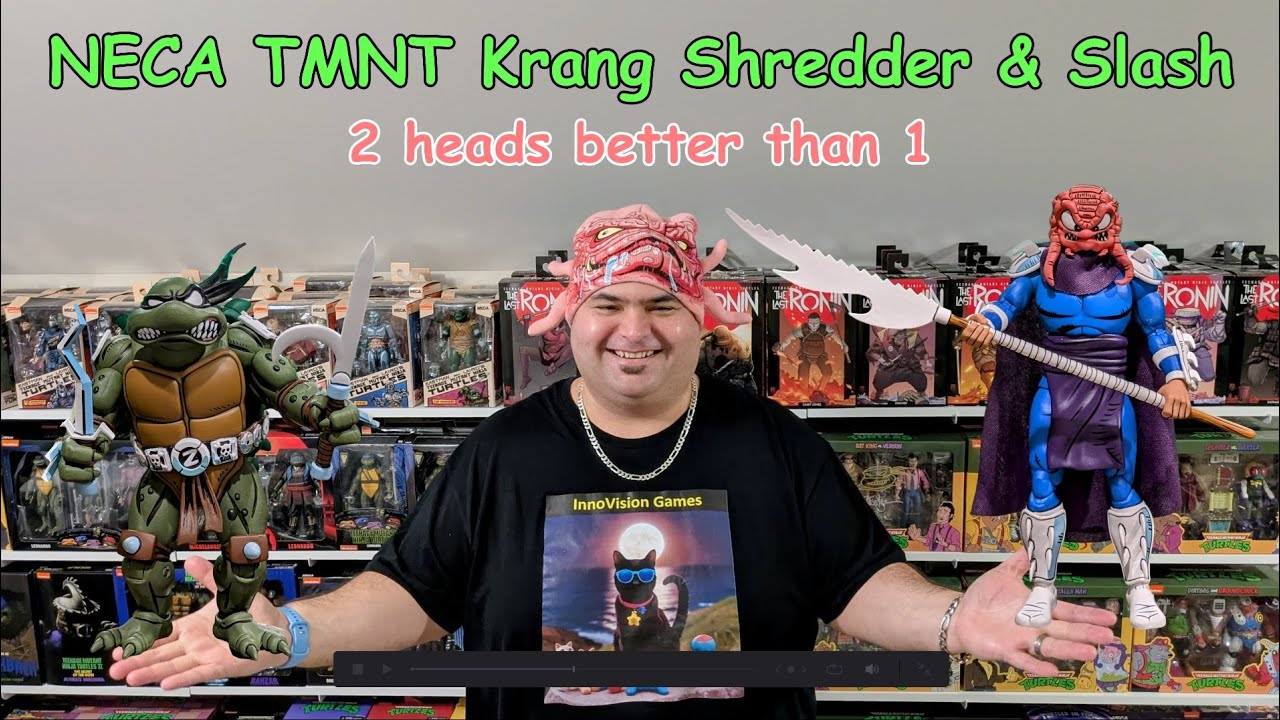 NECA TMNT Archie Comics Krang Shredder & Slash Unboxed and Stern Pin ...