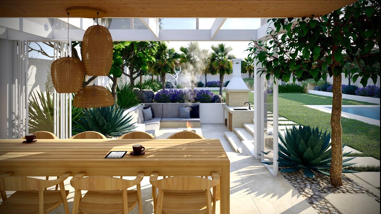3D modern Garden Design with Pool - YouTube