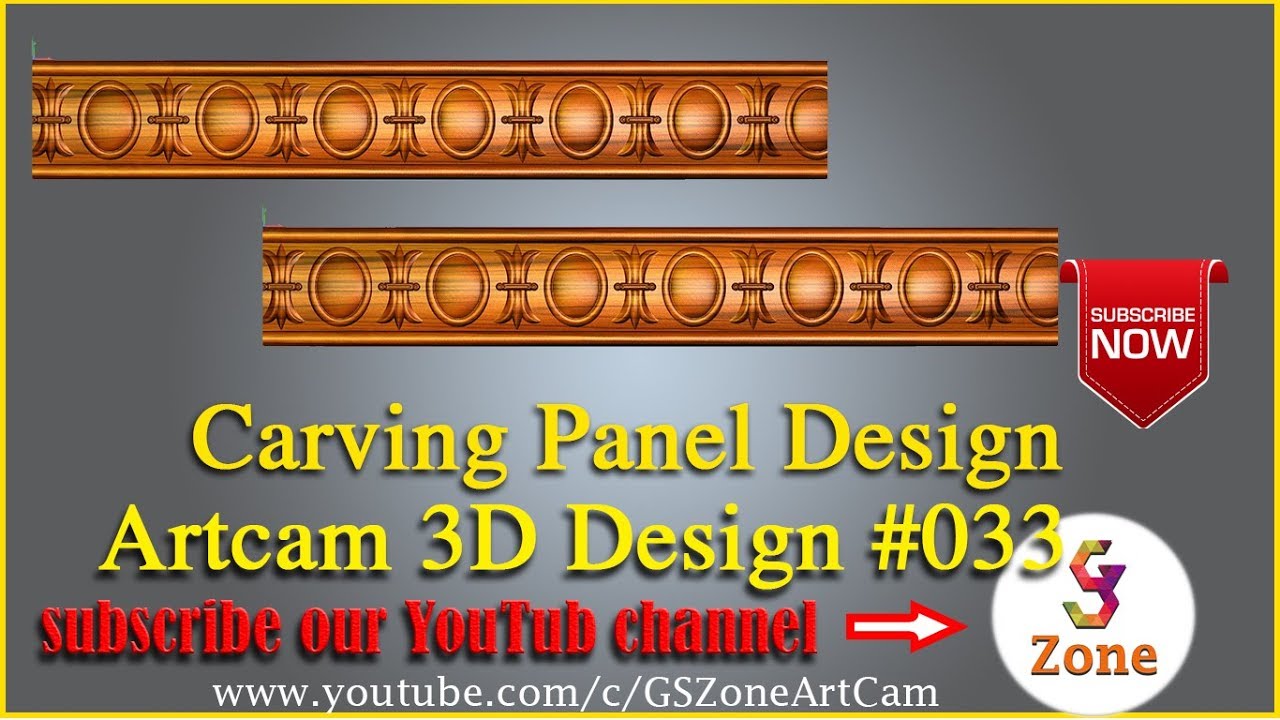 3D Panel Design | Artcam 3D Design #033| By- GS Zone - YouTube