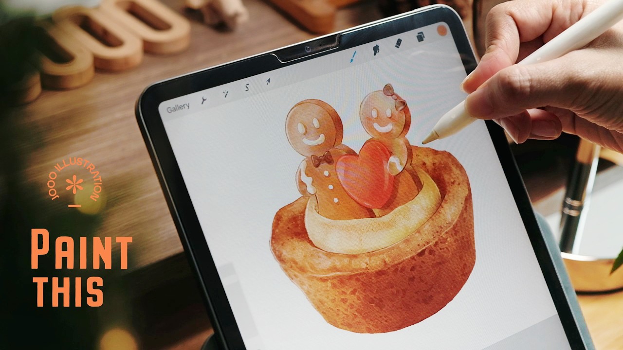 How to Paint Christmas Gingerbread Cookies in Procreate | Watercolor ...